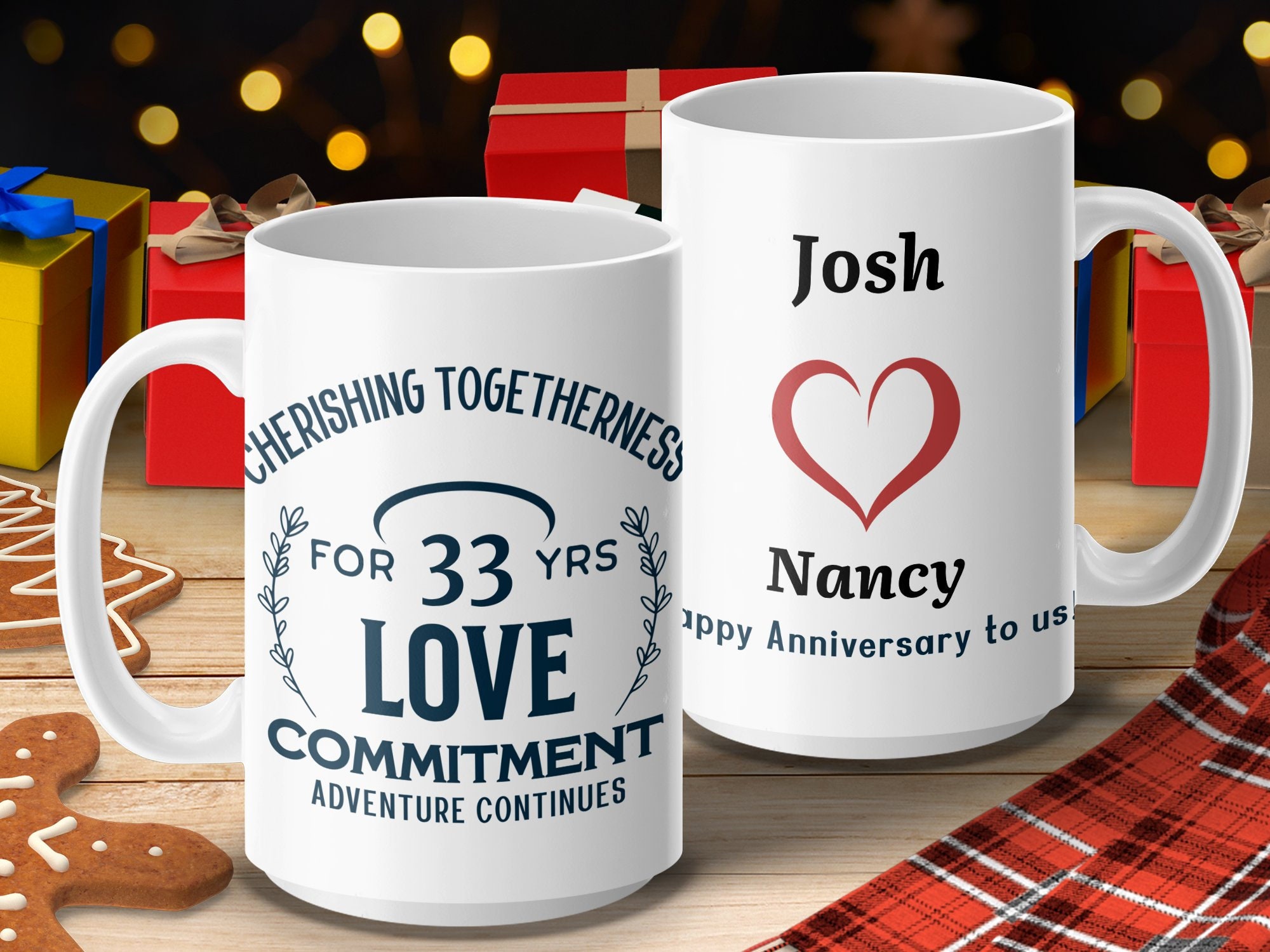 Anniversary Mug, Personalized Love and Commitment, Custom Names Coffee ...