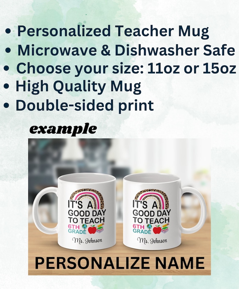 Personalized Teacher Mug, Teacher Custom Name , Custom Teacher Mug ...