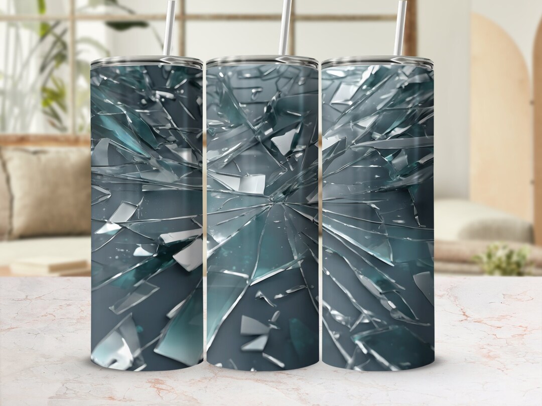 Shattered Glass Design Tumbler, Unique Broken Glass Pattern, Instant ...