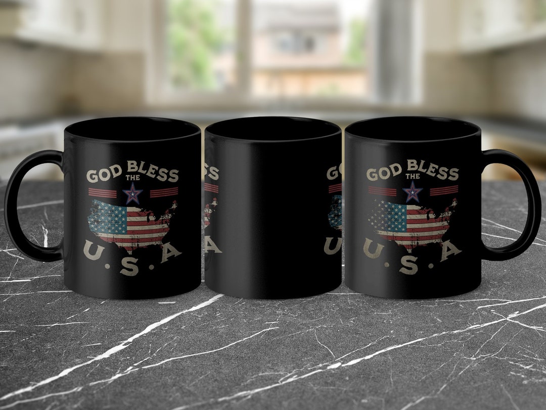 Vintage USA Flag Mug: God Bless America Patriotic Coffee Cup - Etsy