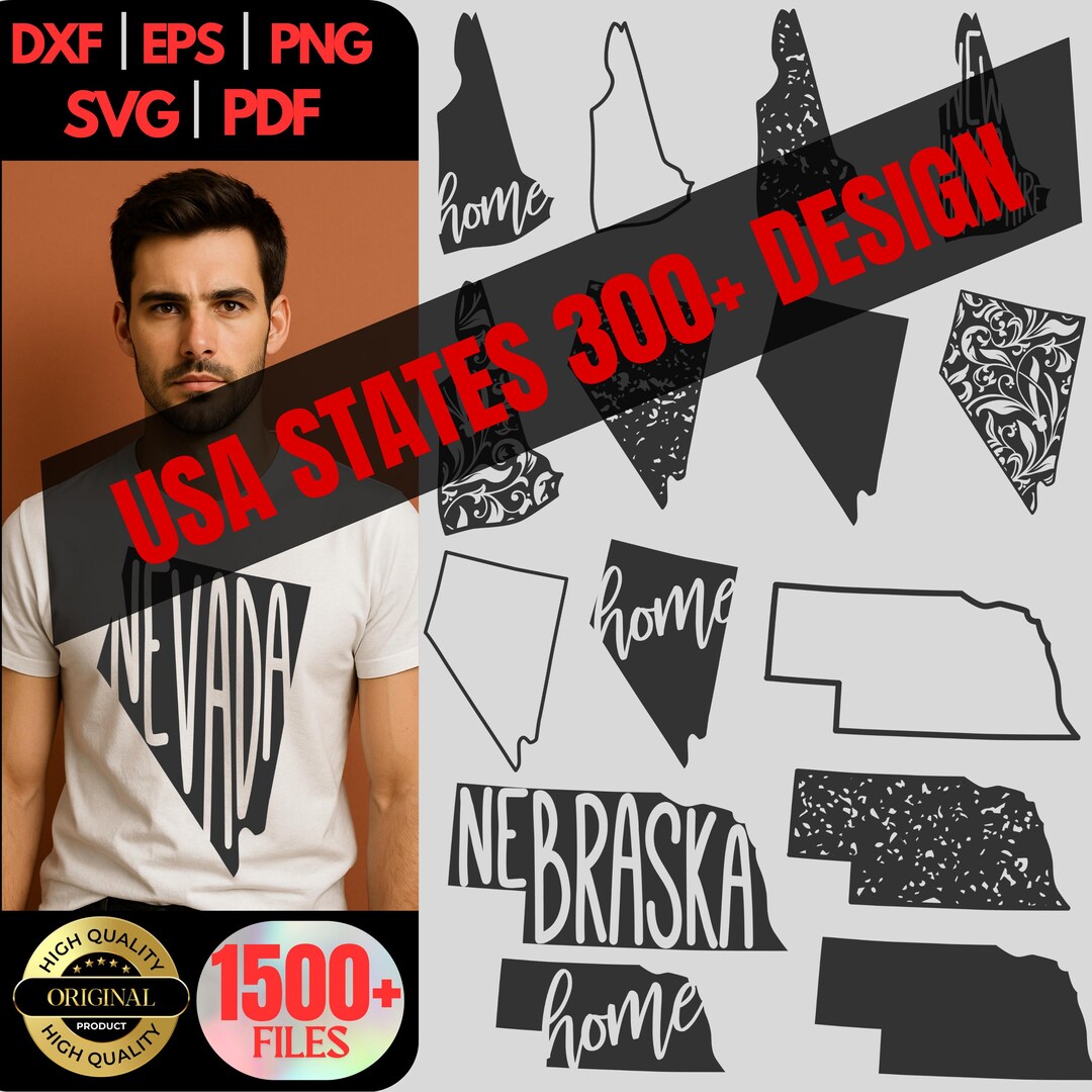 All 50 States Outline Svg Bundle, United States Svg, US Outlines Svg ...