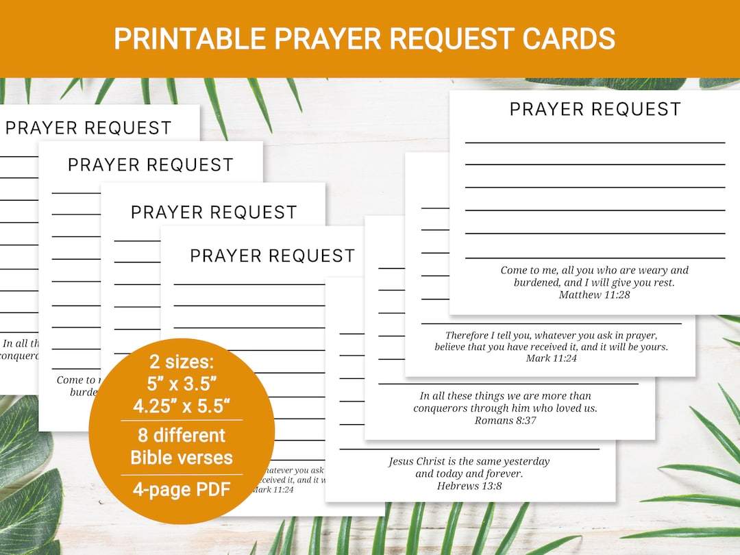 Prayer Request Cards With Scriptures, Instant Download and Printable ...