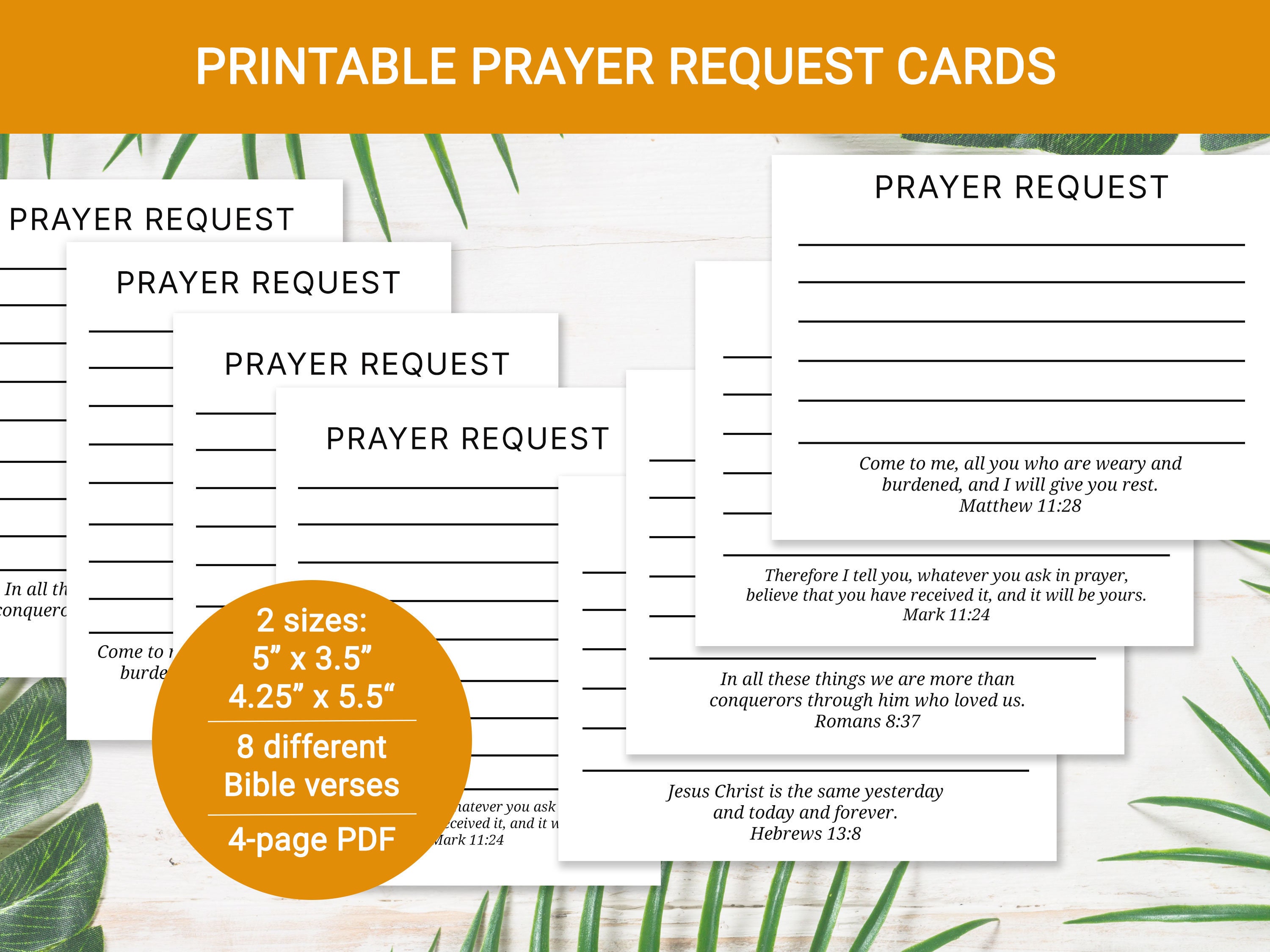 Prayer Request Cards With Scriptures, Instant Download and Printable ...