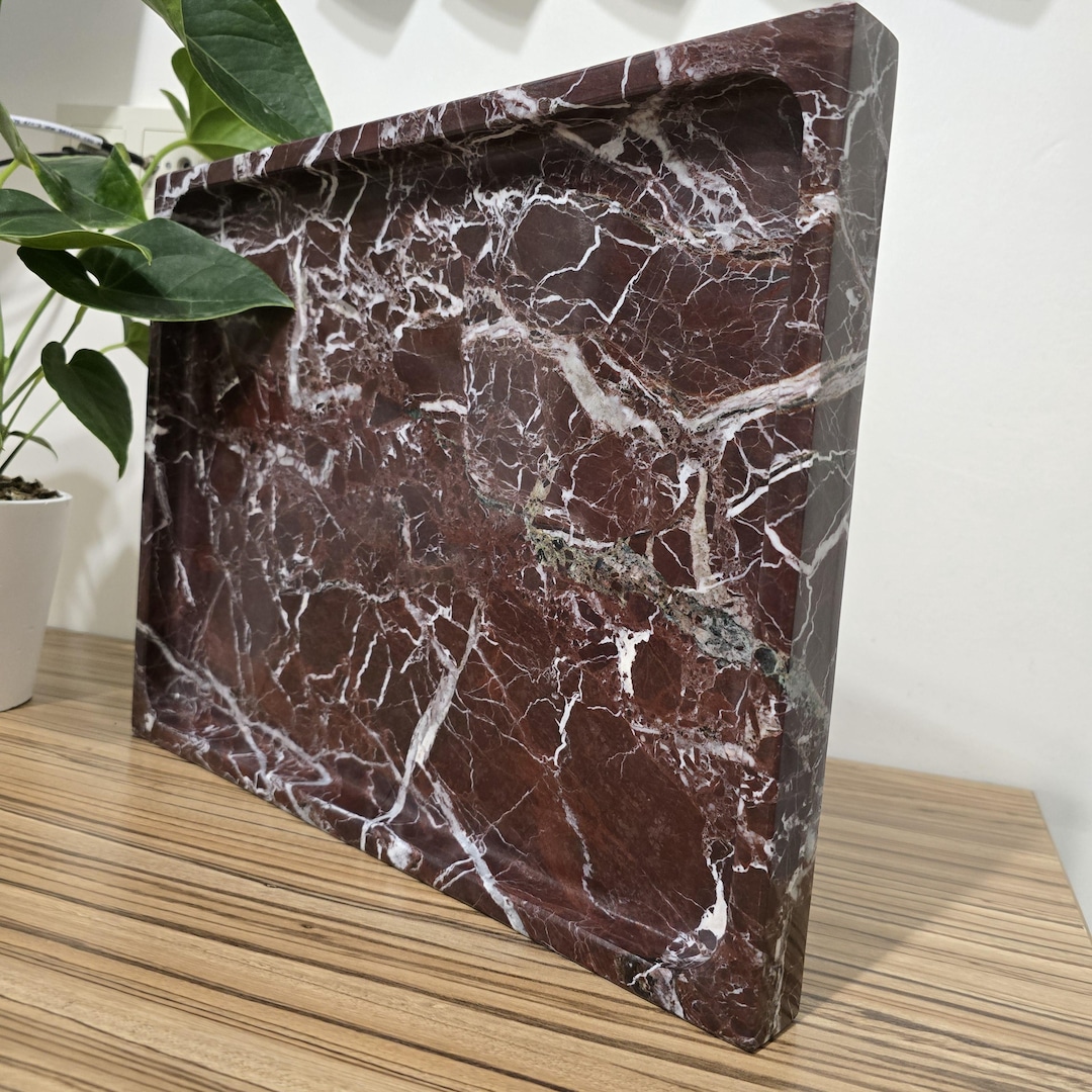 Rosso Levanto XL Marble Tray: Rectangle Marble Organizer, Customizable ...