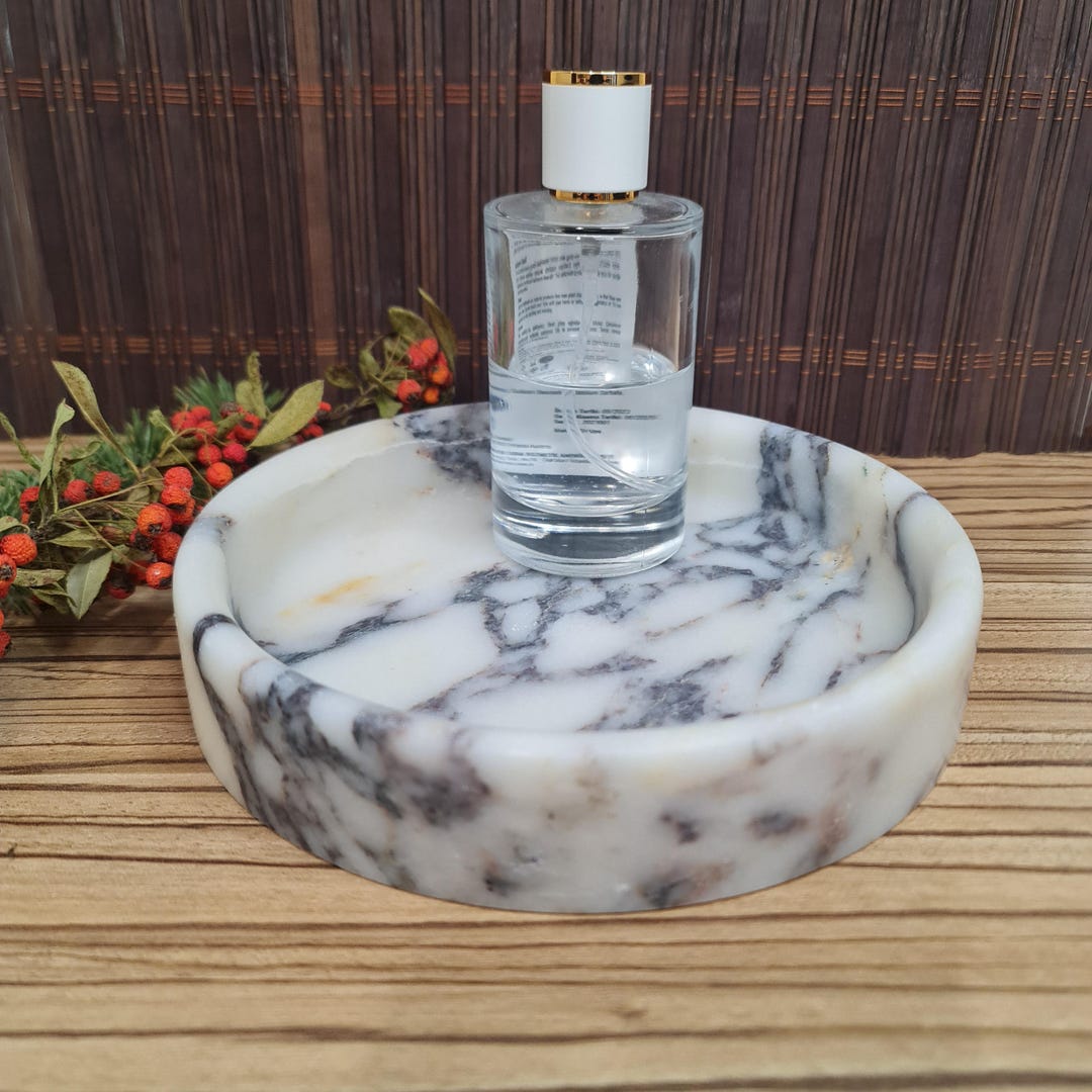 Customizable Calacatta Viola Marble Tray, Round Marble Tray, Modern ...