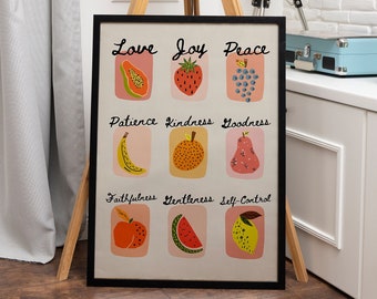 Fruit of the Spirit Art Print Retro Christian Wall Art Scripture Poster ...