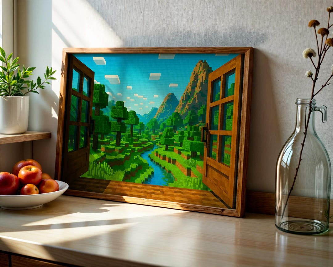 Block Video Game Canvas Decor, Steve Craft Poster, Mine Movie Poster ...
