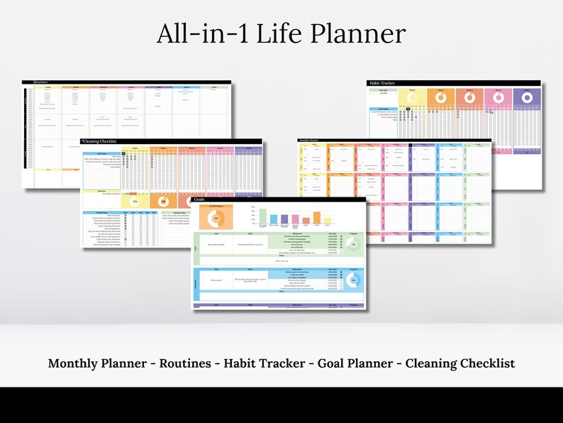 Interactive Life Planner Google Sheets Template | 8 Variations Included ...