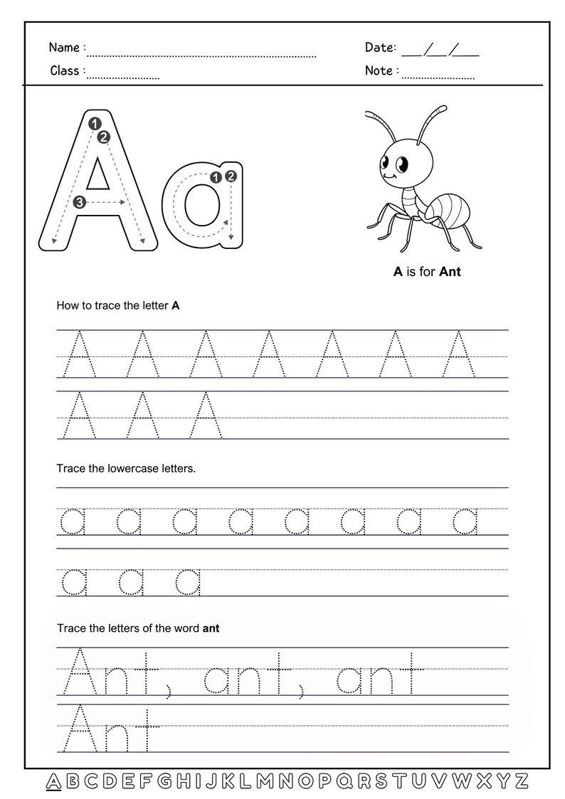 Alphabet, Fun Tracking: Writing Practice for Preschoolers - Etsy