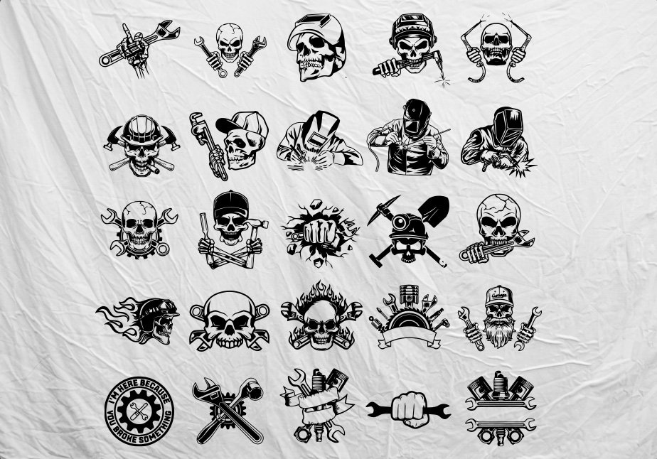Skull Mechanic Svg Png , Skull Svg , Wrenches Svg , Tools Svg , Repair ...