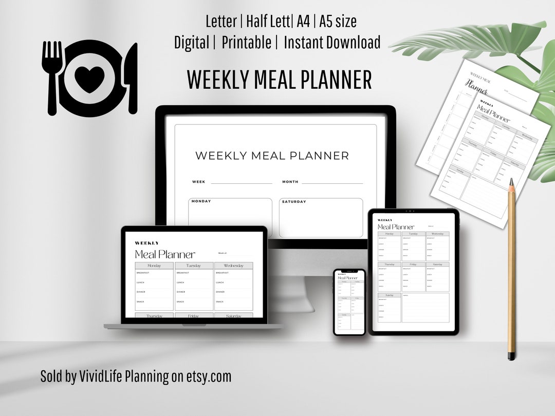 Digital Meal Planner Weekly Meal Plan & Prep Guide, Family Recipe ...