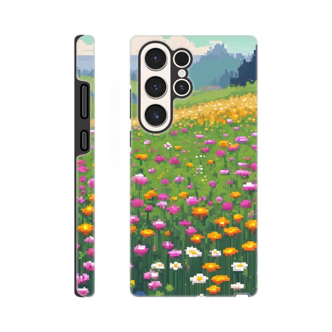 Pixel Flower Meadow Anime Gaming Funky Phone Case Ultimate Protection ...