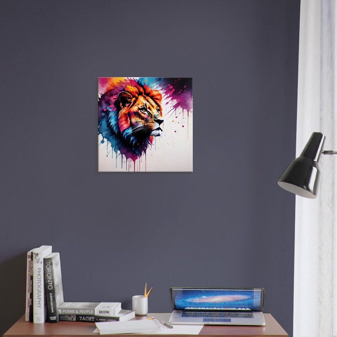 Colourful Lion Paint Splash Splatter Contemporary Abstract Animal Wall ...