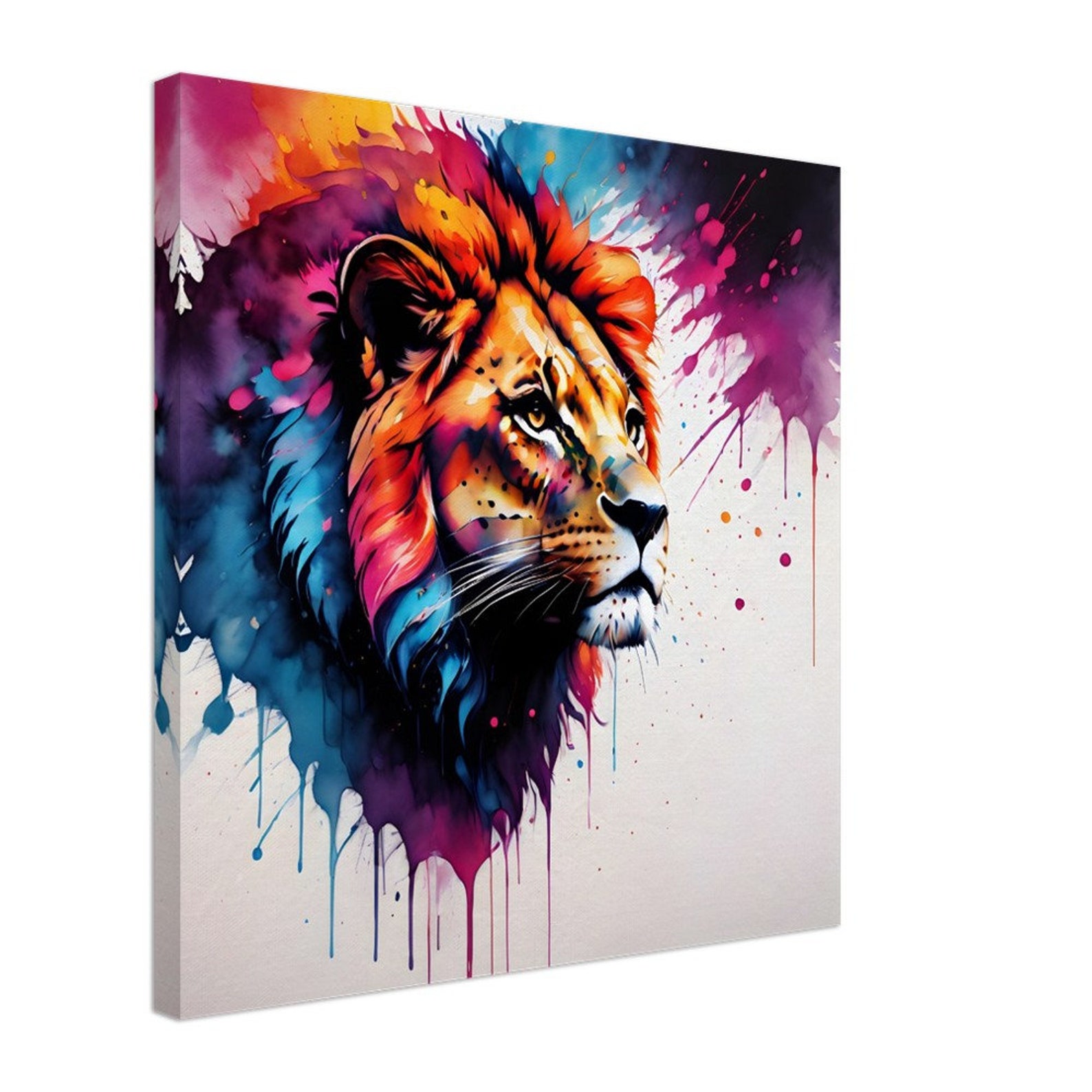 Colourful Lion Paint Splash Splatter Contemporary Abstract Animal Wall ...