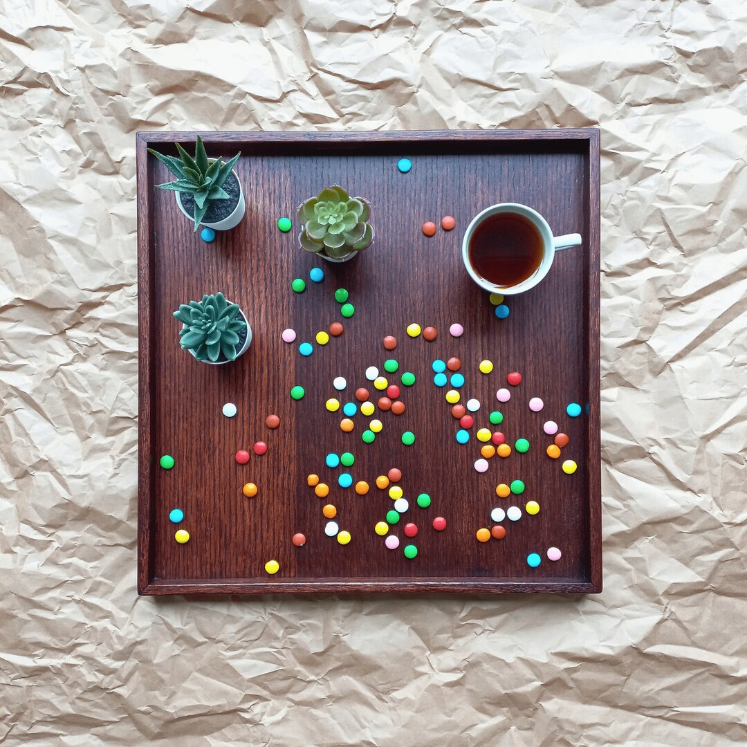 Square Large Ottoman Tray, Wooden Serving Tray, Japanese Wood Tray ...