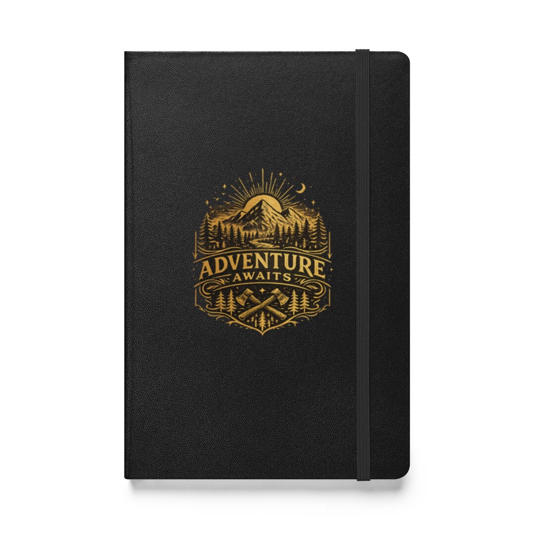 Adventure Awaits Notebook | Travel Journal | Black A5 Notebook ...