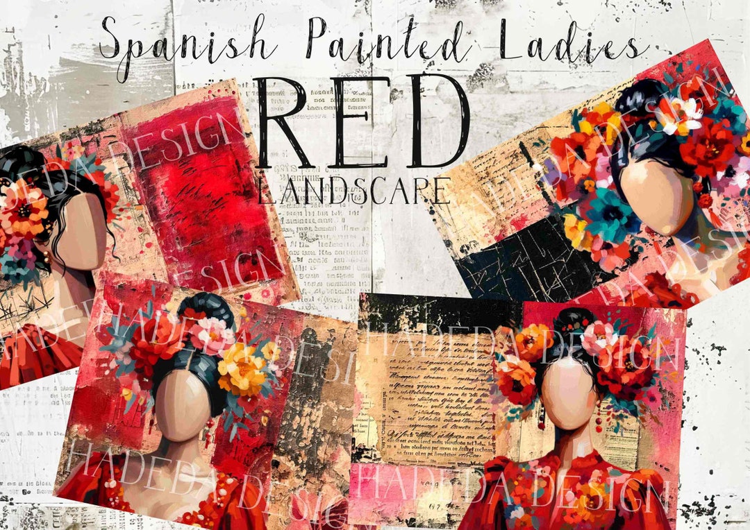Spanish Painted Ladies Red Designs for Sublimation, Digital and DTF ...