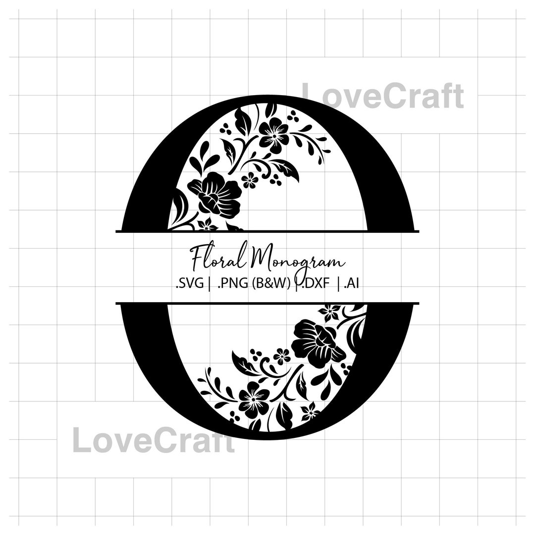 Floral Split Monogram SVG - Instant Digital Download - High Resolution ...