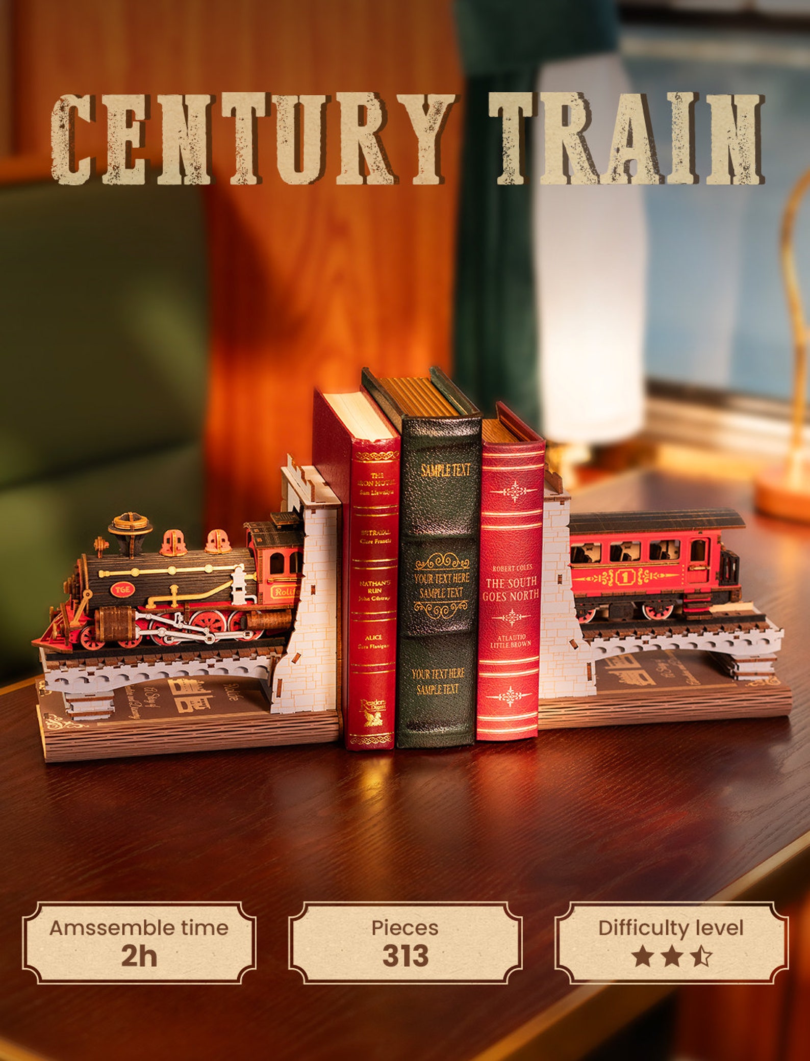 Book End: Castle Train – 3D Wooden DIY Puzzle Miniature Book Nook ...