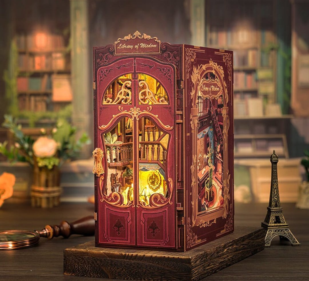 Book Nook: Ancient Greek Grand Library – 3D Wooden Puzzle DIY Miniature ...