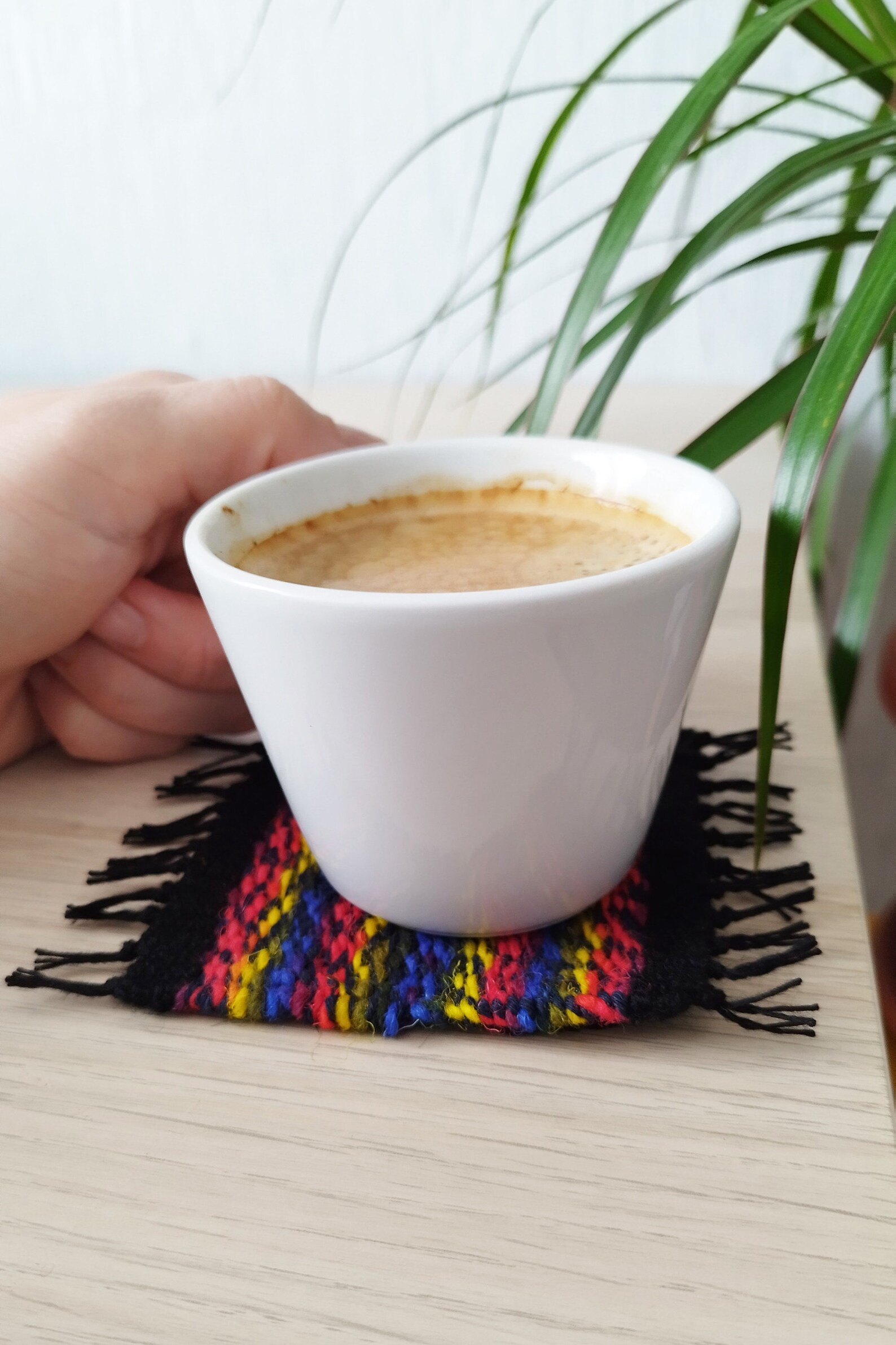 Set of 2 Black Handwoven Coaster and Black Bookmark, Booklovers Gift ...