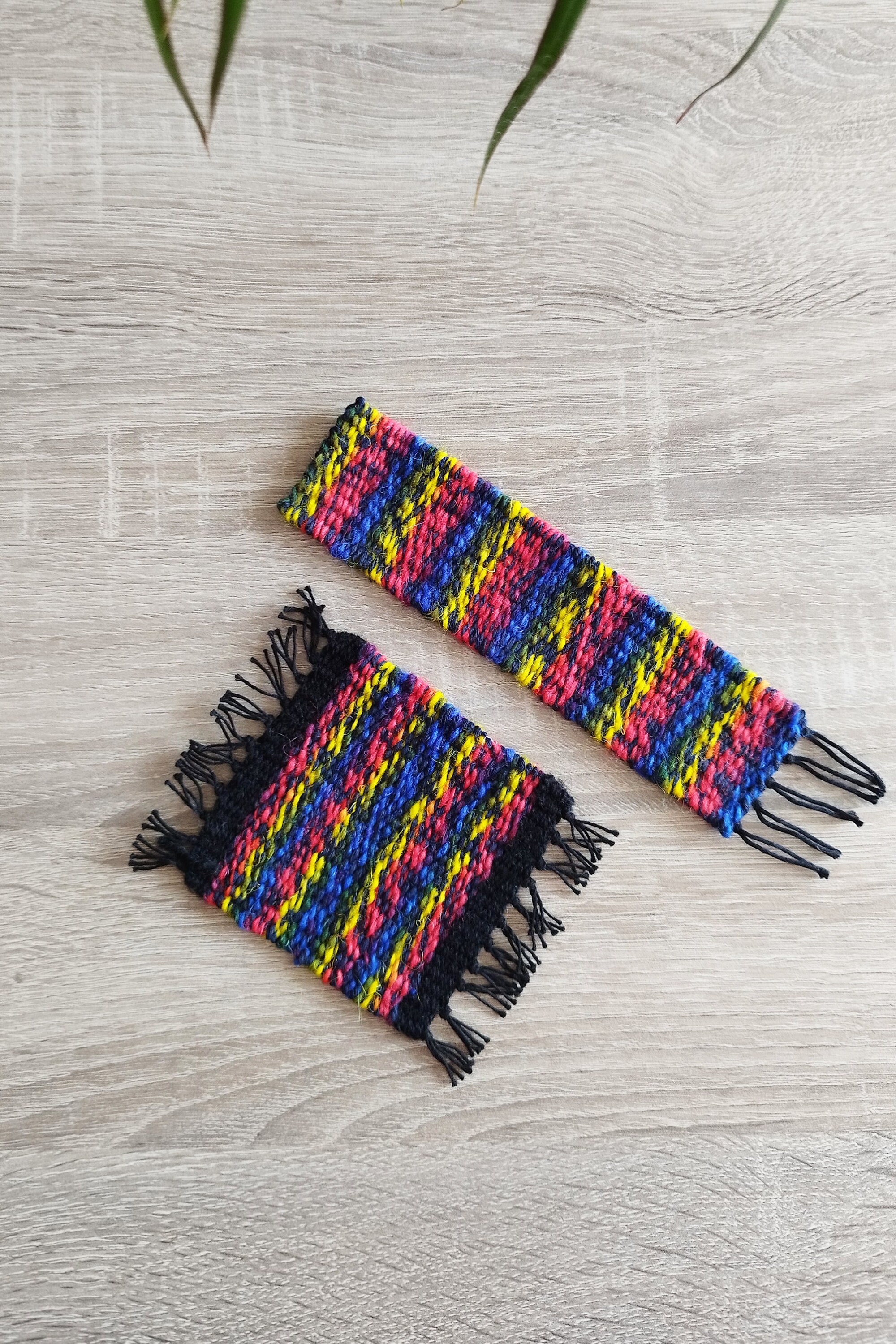 Set of 2 Black Handwoven Coaster and Black Bookmark, Booklovers Gift ...