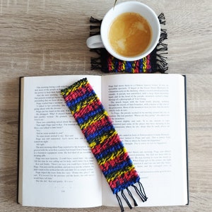 Set of 2 Black Handwoven Coaster and Black Bookmark, Booklovers Gift ...