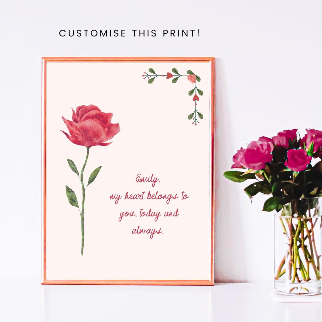 Personalized Red Rose LOVE Poem — CUSTOMIZE With Your Own MESSAGE ...