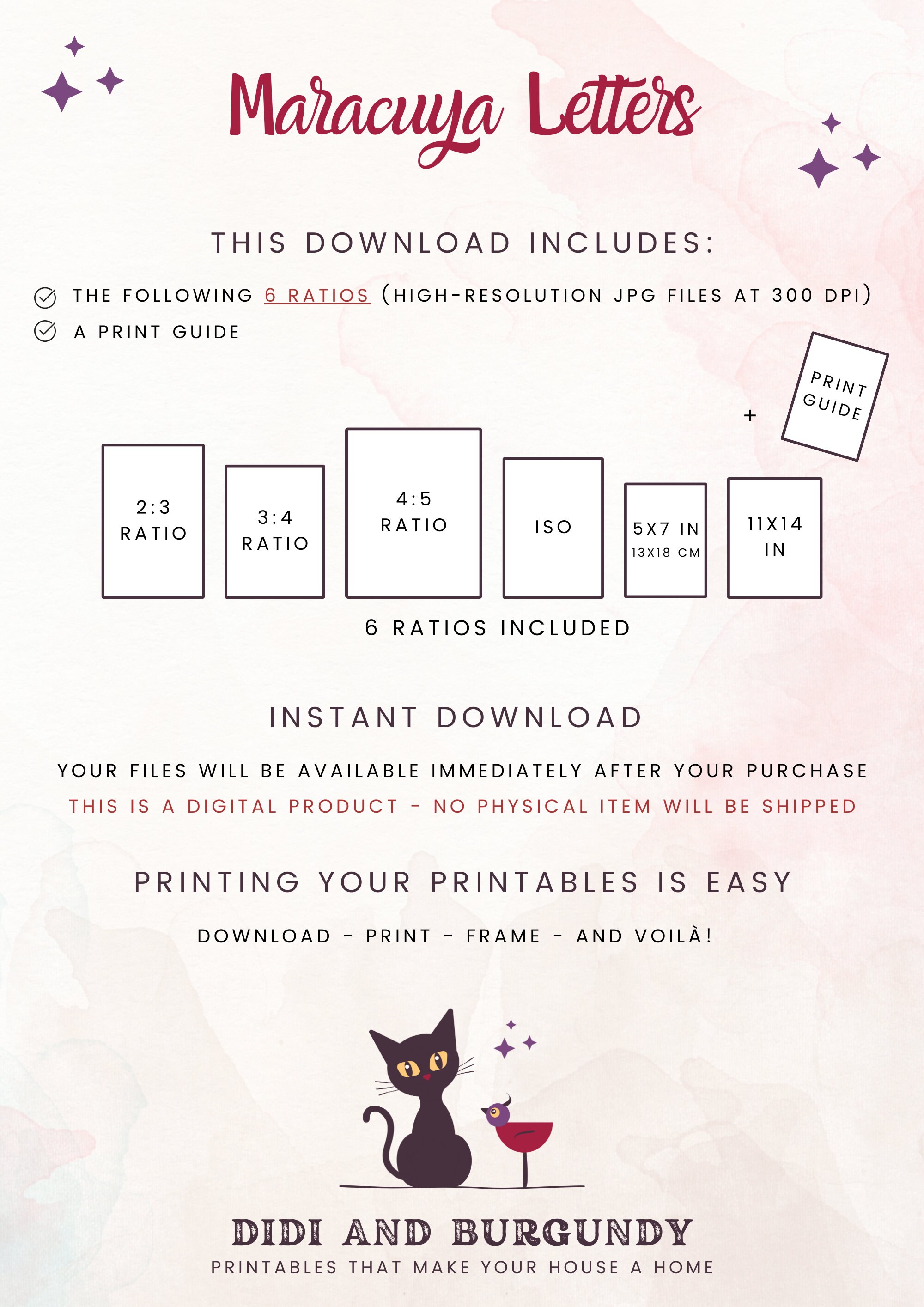 Maracuya Letters, Digital Download, Printable Wall Art, Digital Print ...