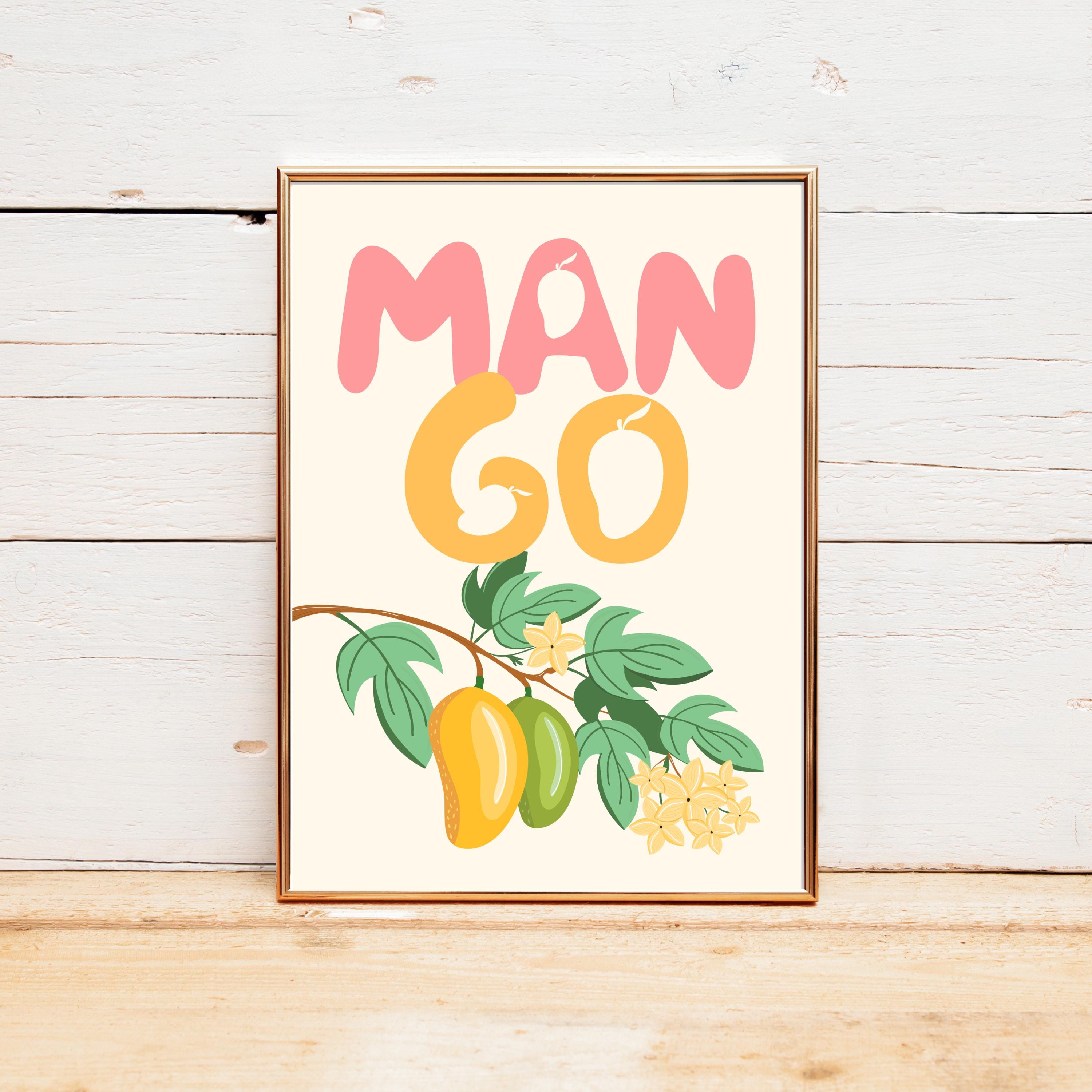 Mango Botanical Print — Instant Download — Playful Mango and Leaf Art ...