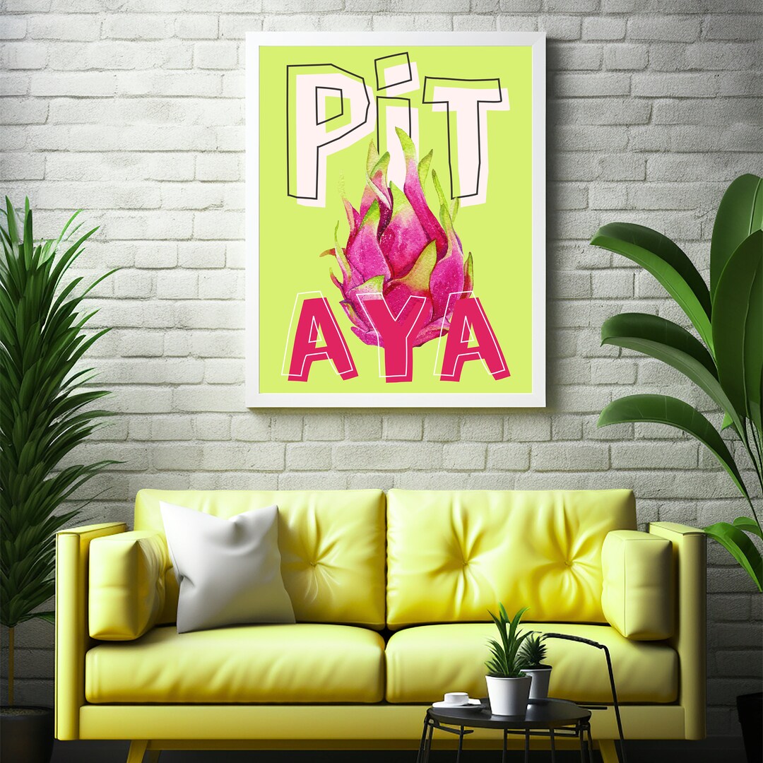 Pitaya Typography | Colourful Kitchen Decor | Dragon Fruit Art ...