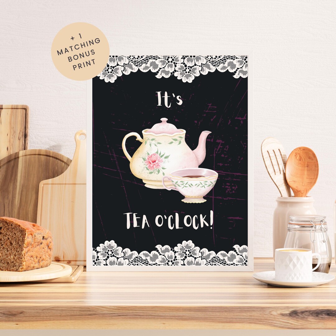 Vintage Floral Teapot Print With Matching Bonus Instant Download for ...