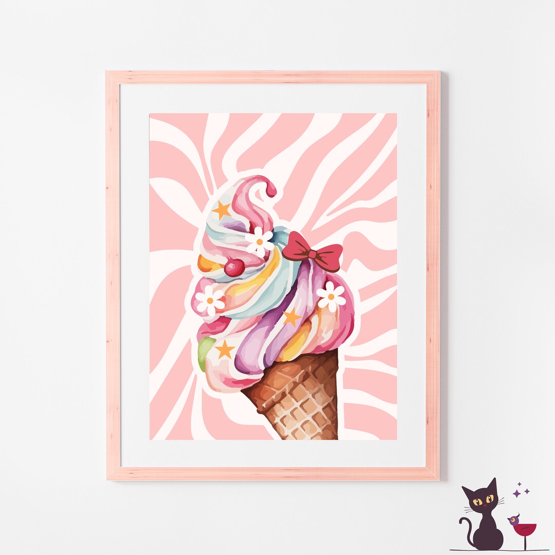 Ice Cream Cone, Digital Print, Printable Wall Art, Instant Download ...