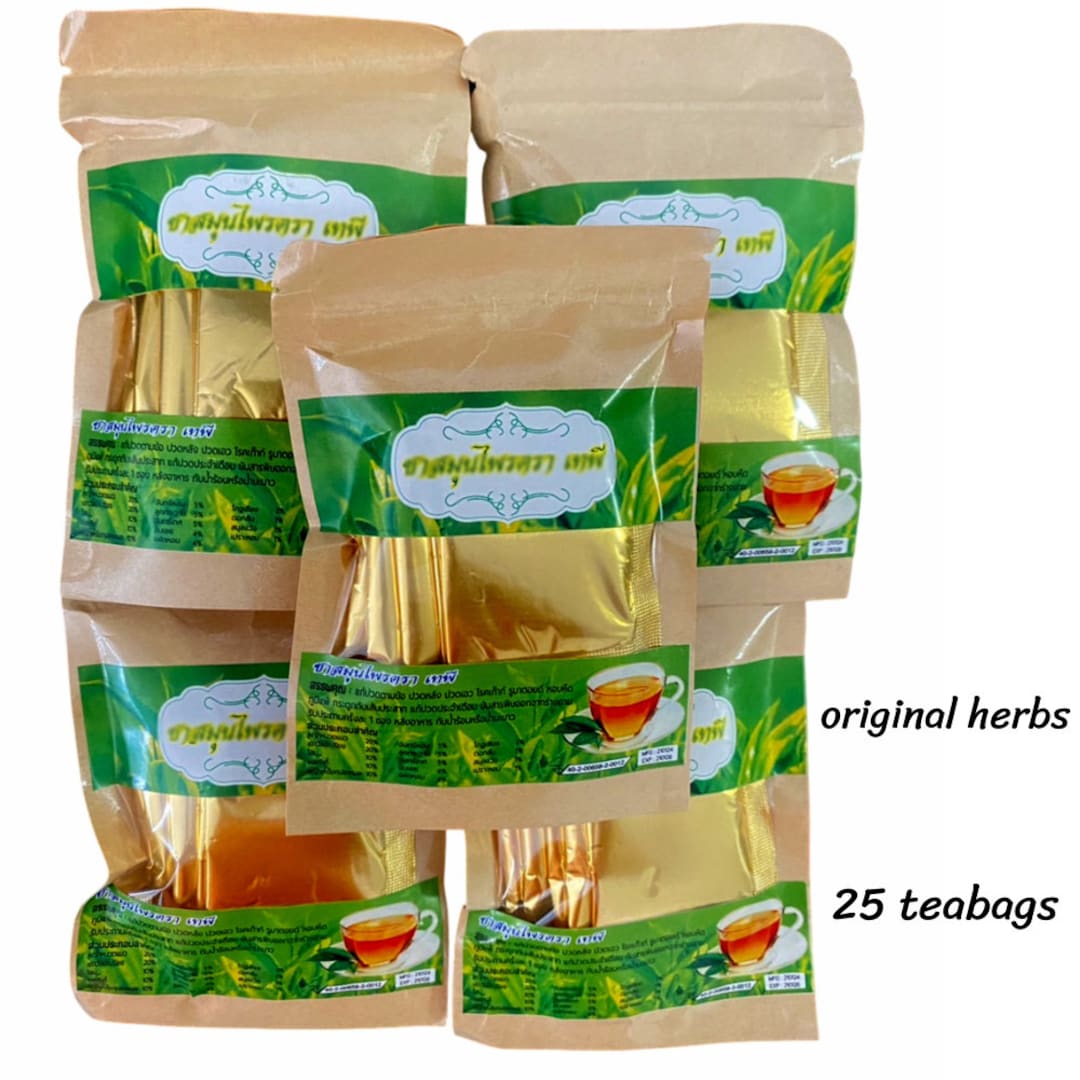 25 Teabags Herbal Thai Tea Packs, Green Tea, Organic Thailand Tea ...