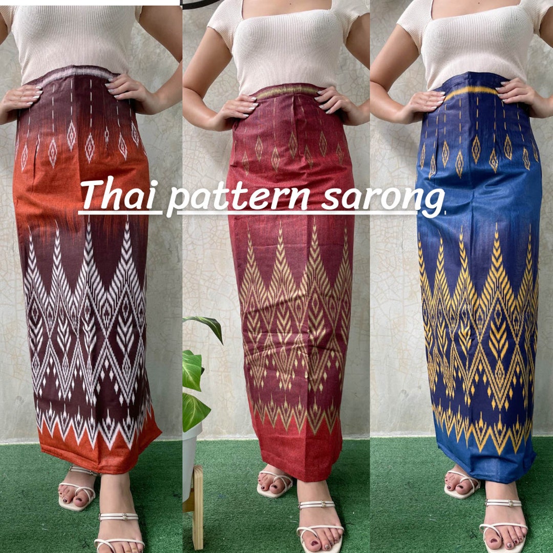 Thai Pattern Sarong Cloth With a Drawstring Tied at the Waist Printed ...