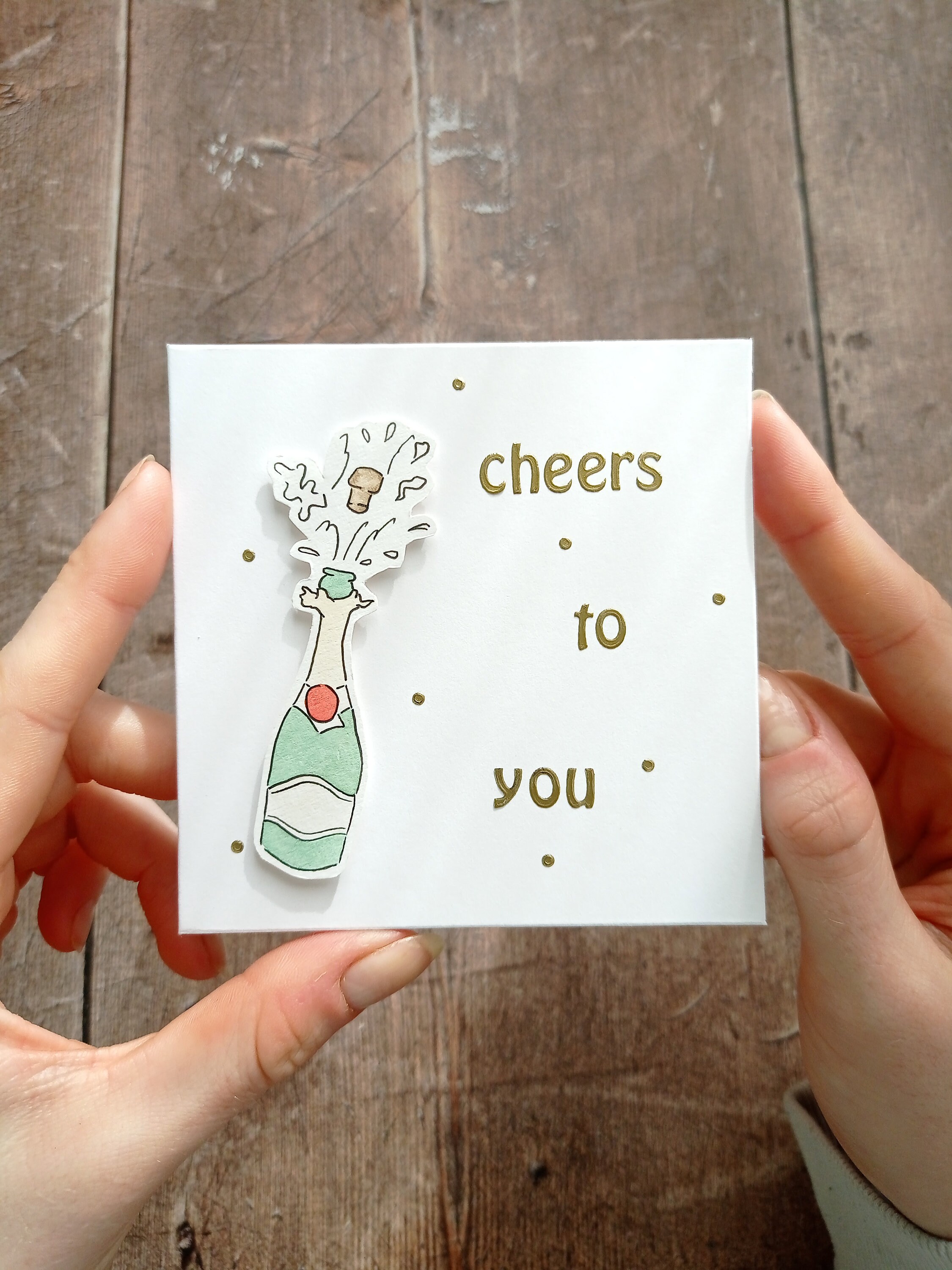 Cheers 3D Congratulations Card Champagne Watercolor Birthday Card - Etsy