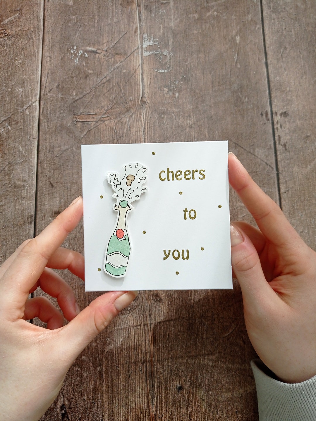 Cheers 3D Congratulations Card Champagne Watercolor Birthday Card - Etsy