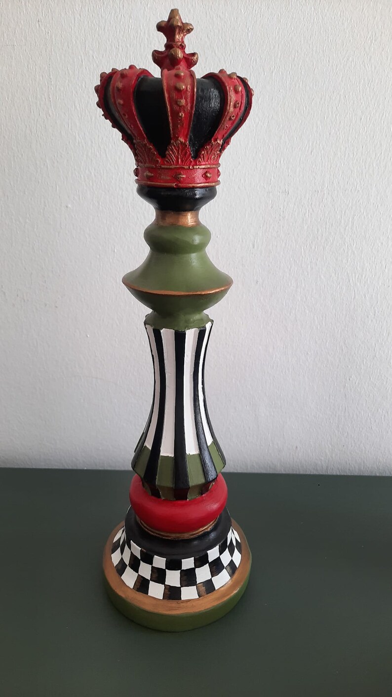 Chess Figurine Set Statue 15,7'', Queen and Knight Figurine - Unique ...