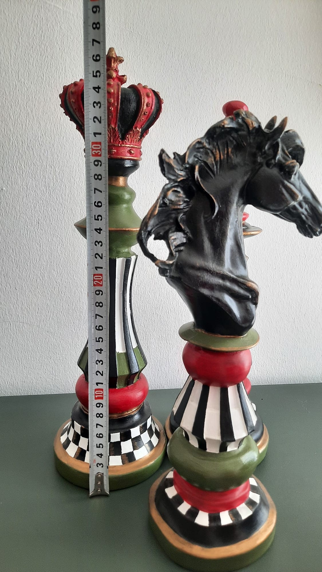 Chess Figurine Set Statue 15,7'', Queen and Knight Figurine Unique ...