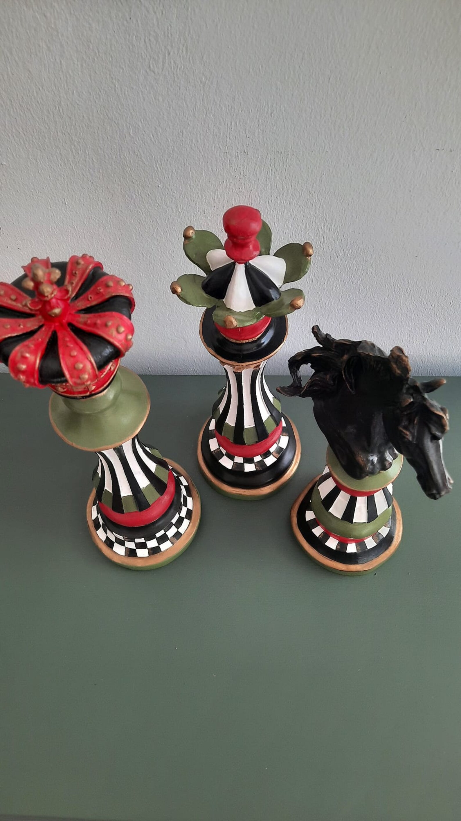 Chess Figurine Set Statue 15,7'', Queen and Knight Figurine - Unique ...