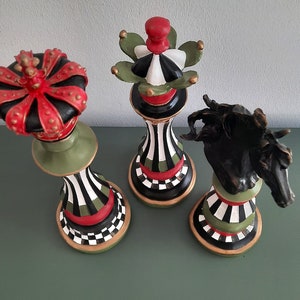 Chess Figurine Set Statue 15,7'', Queen and Knight Figurine - Unique ...