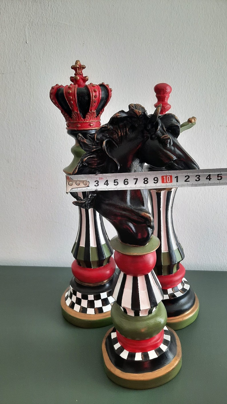 Chess Figurine Set Statue 15,7'', Queen and Knight Figurine - Unique ...