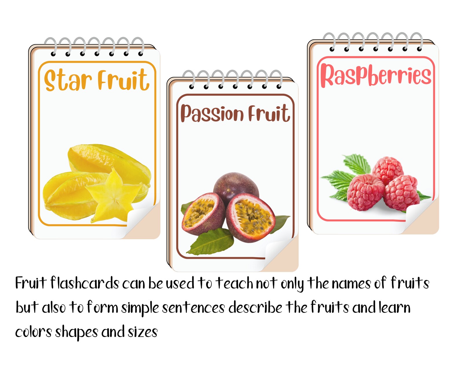 Different Types of Fruits Flashcard Activities Visual Aids for Toddler ...