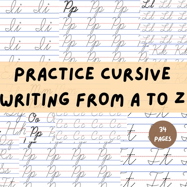 Cursive Alphabet Handwriting Worksheets for Beginners - Etsy