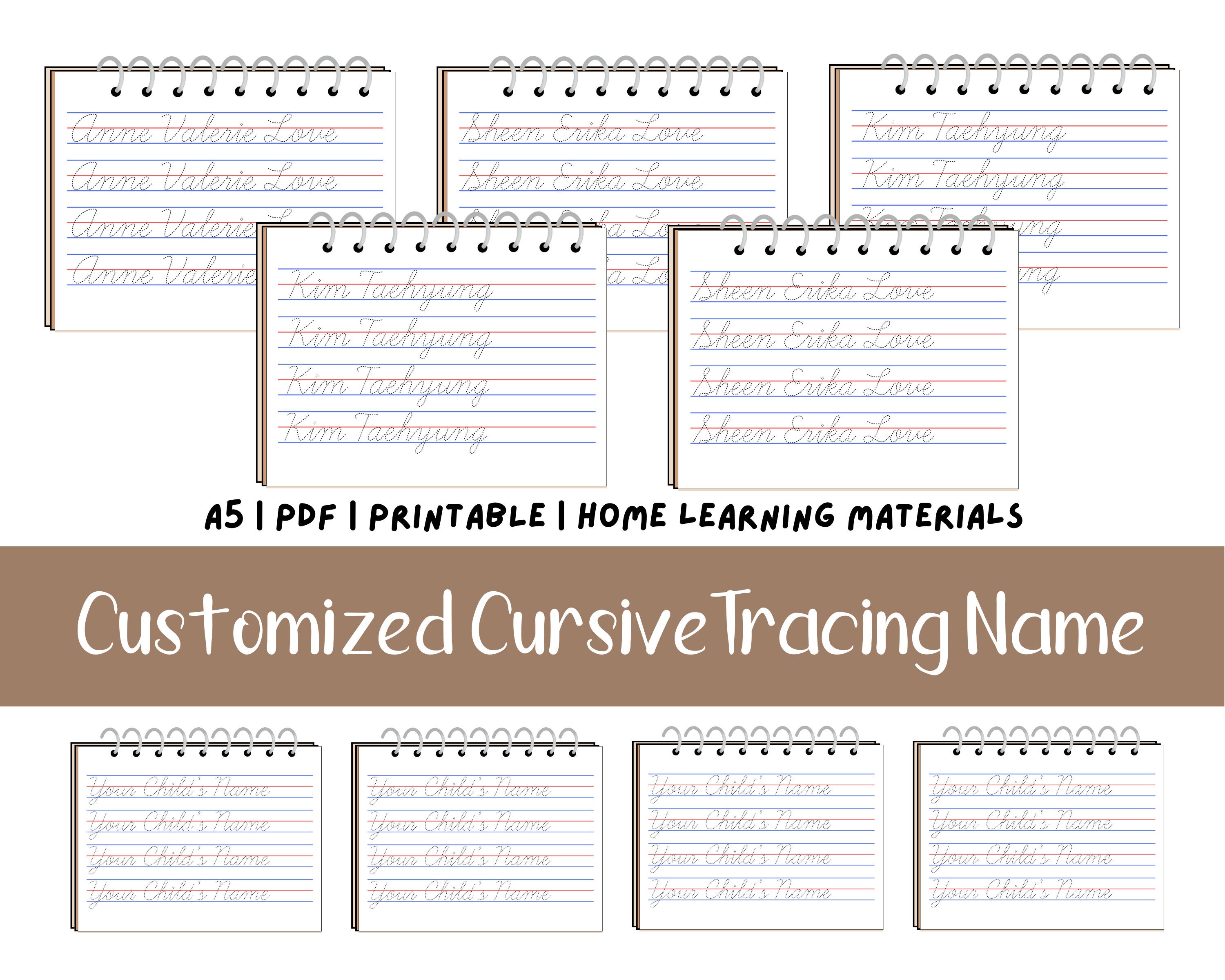 Personalized Cursive Handwriting Practice Sheets Learning Printable ...