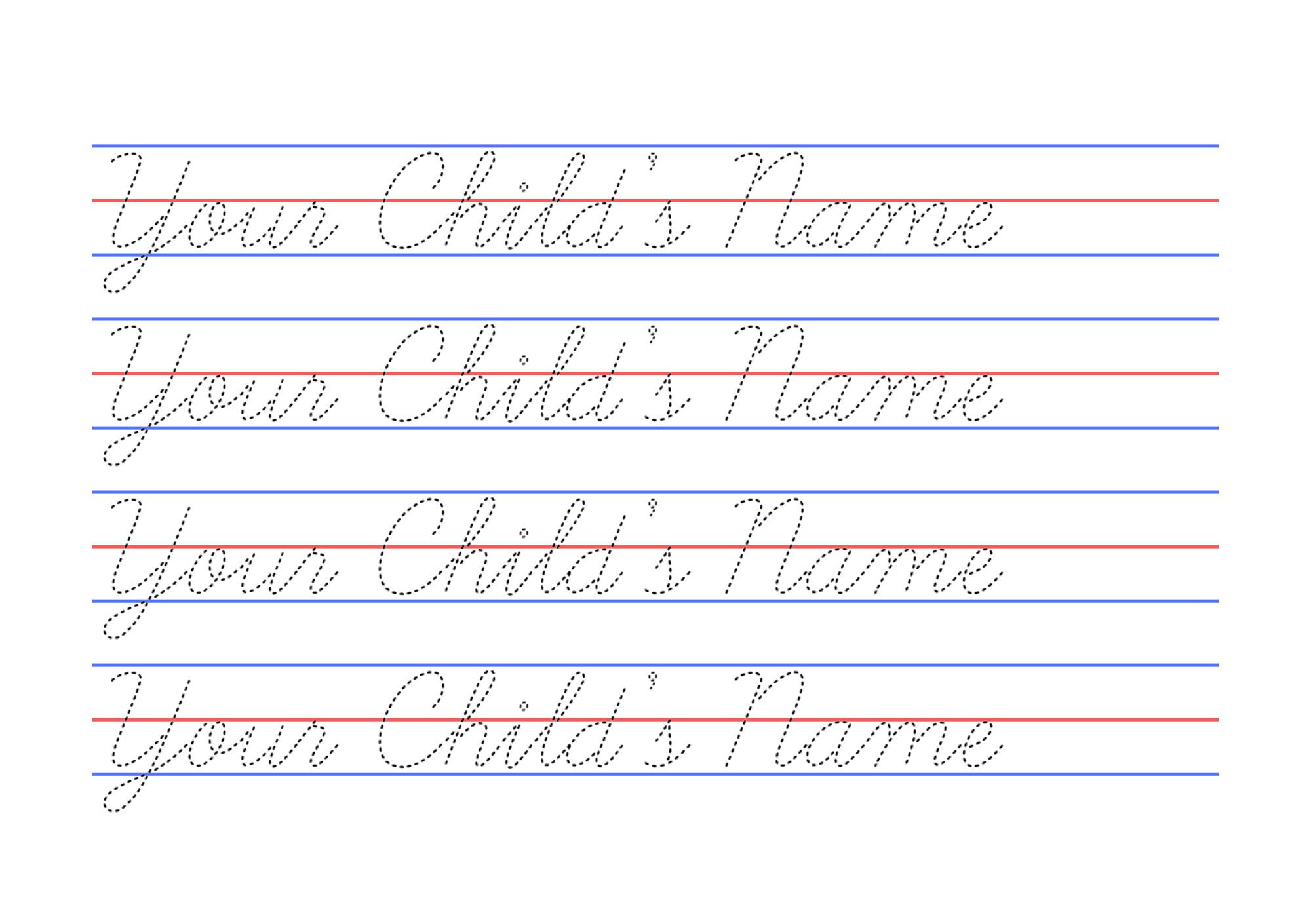 Personalized Cursive Handwriting Practice Sheets Learning Printable ...