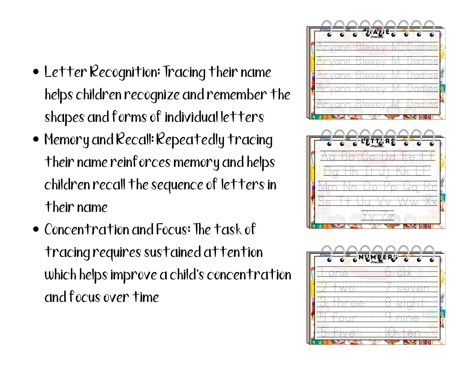 Customized Tracing Pad Trace Name Shapes Letters Numbers and Lines Busy ...