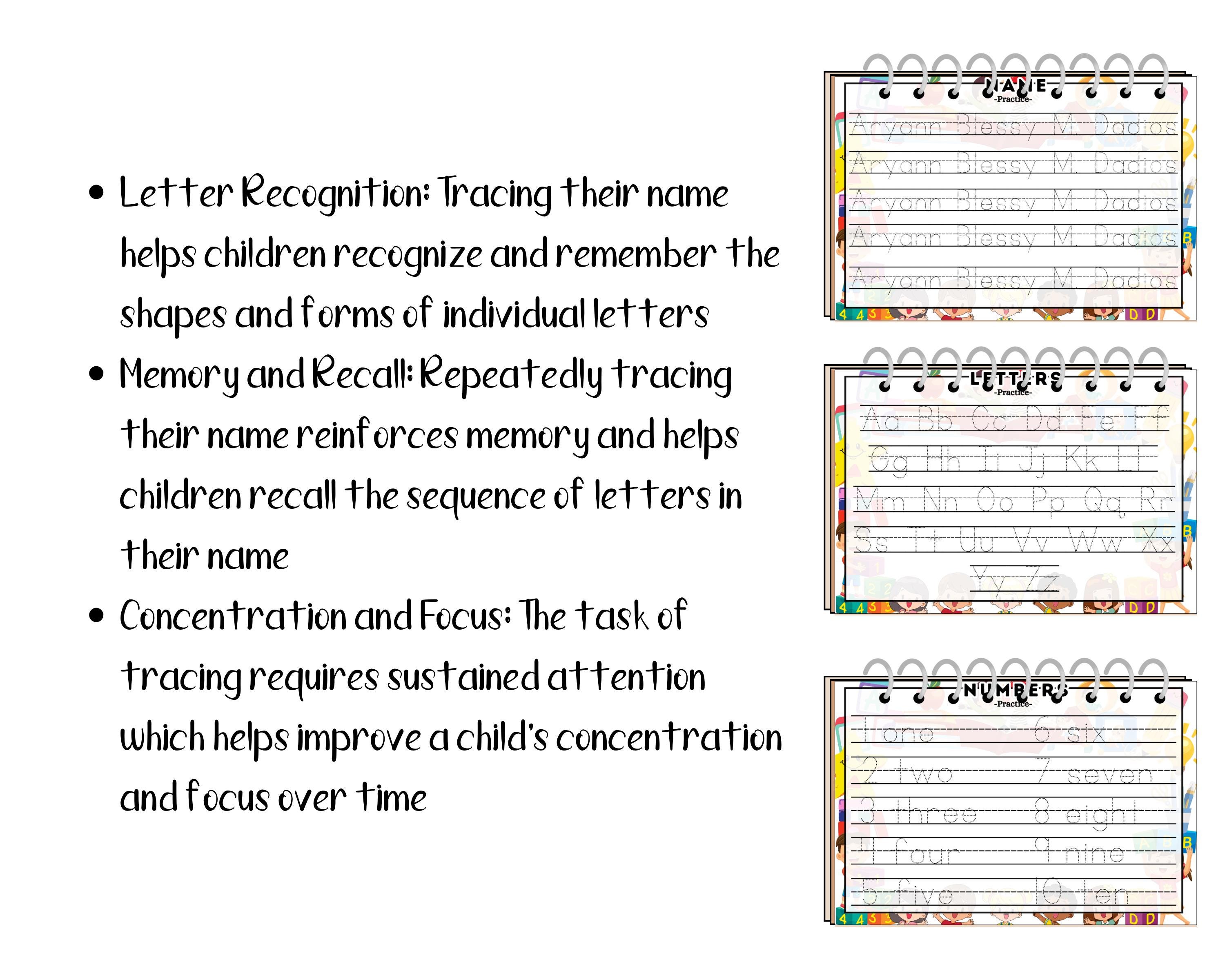 Customized Tracing Pad Trace Name Shapes Letters Numbers and Lines Busy ...