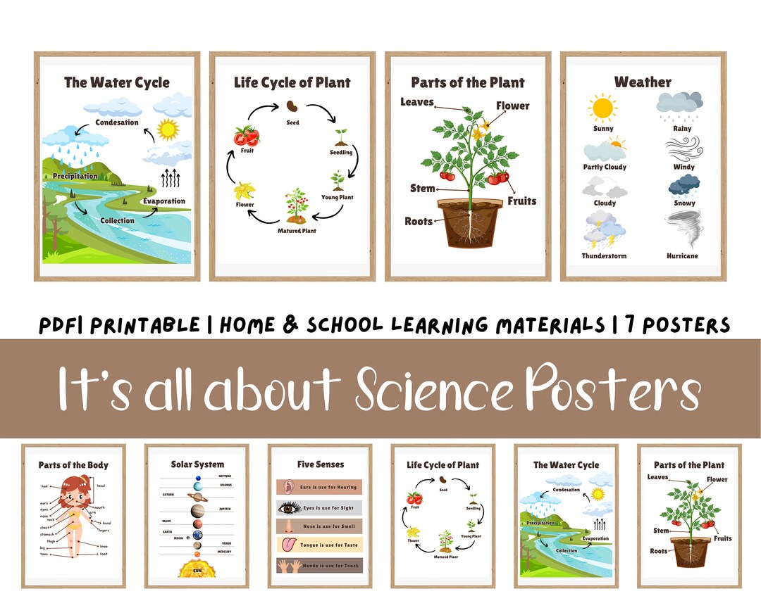 Printable Science Posters Educational Wall Art STEM Kids Bedroom ...