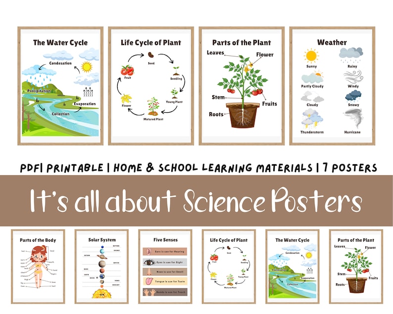 Printable Science Posters Educational Wall Art STEM Kids Bedroom ...